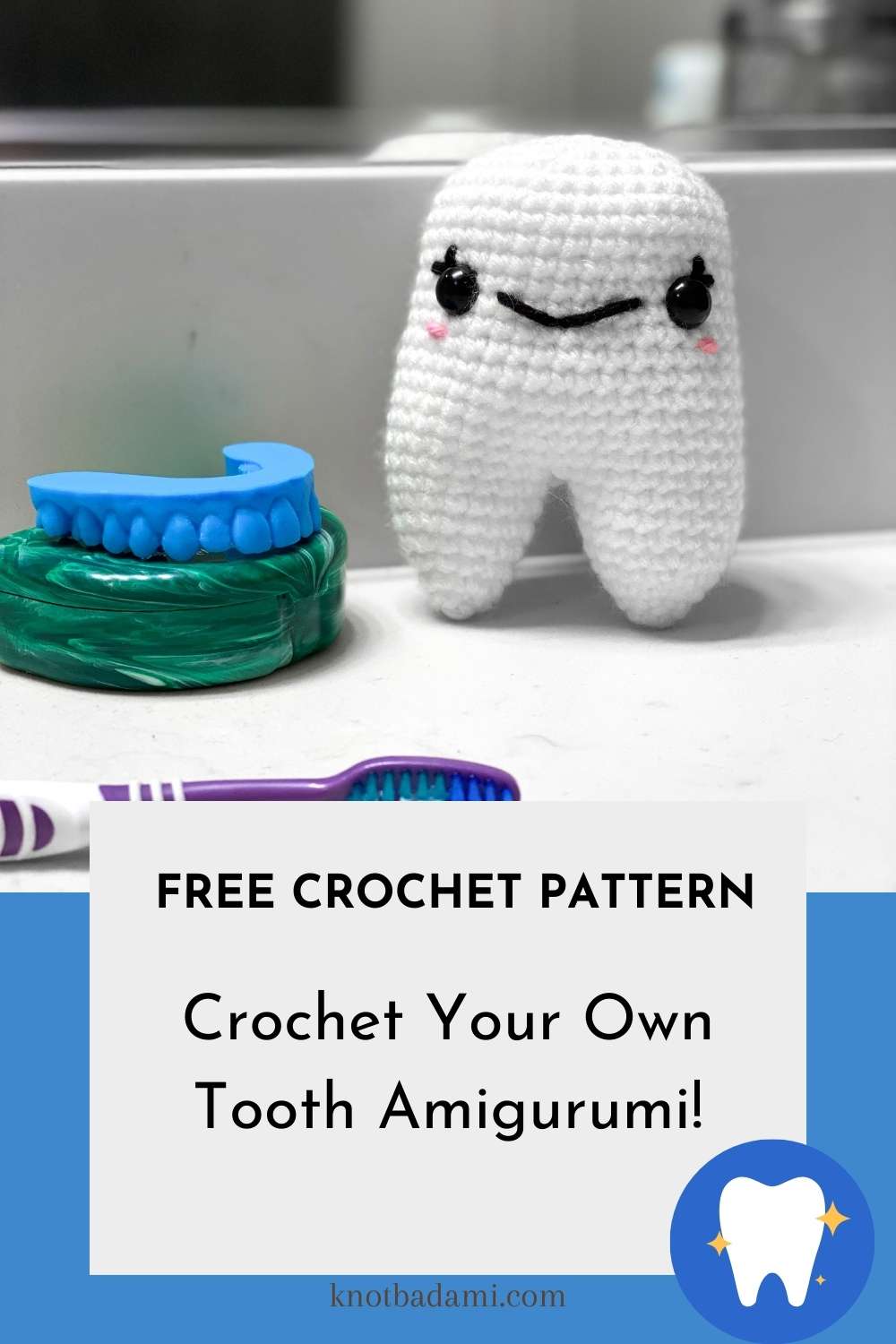 Free Crochet Tooth Amigurumi Pattern - Knot Bad